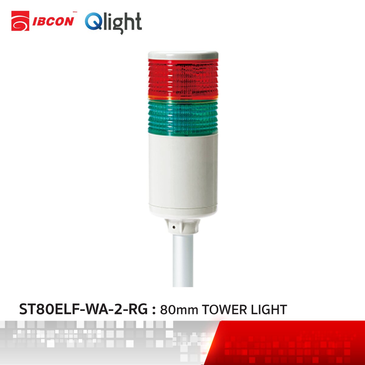 [ST80ELF-WA] Ø80mm Pole Mount Type LED Steady/Flashing/5 Alarms Tower Lights - IBCON