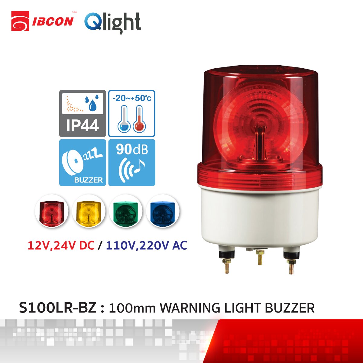 [S100LR-BZ] Ø100mm LED Revolving Warning Light Max.90dB - IBCON