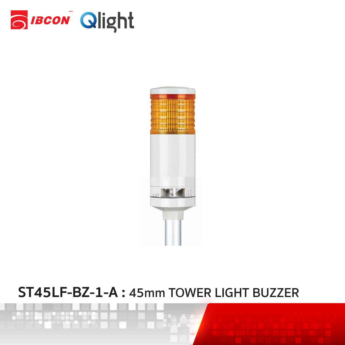 [ST45LF-BZ] Ø45mm Pole Mount Type LED Steady/Flashing Tower Lights with Buzzer - IBCON