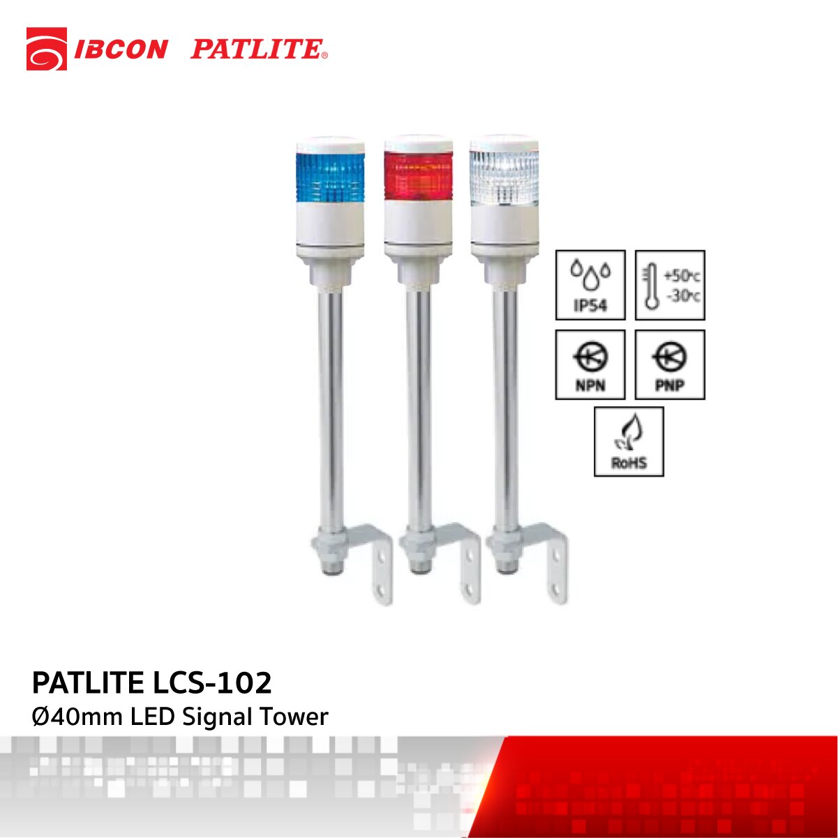 [ LCS-102 ] Ø40mm LED Signal Tower - IBCON