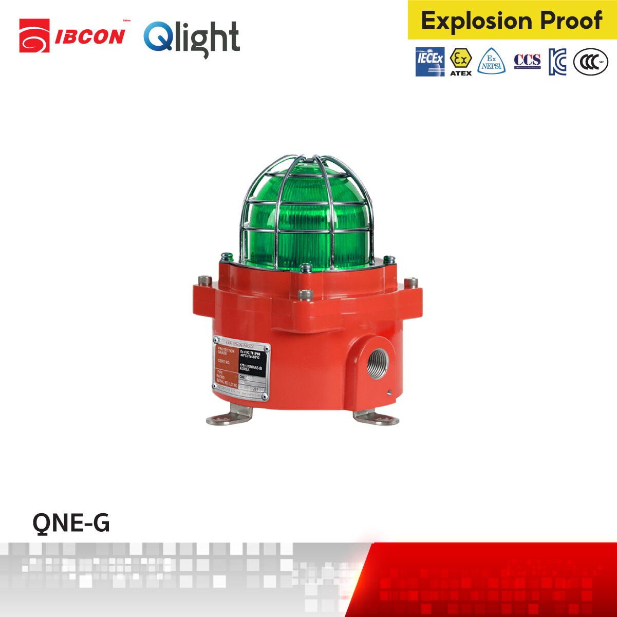 [ QNE ] Ø92mm Explosion Proof LED Signal/ Warning Light/ ATEX Beacon - IBCON