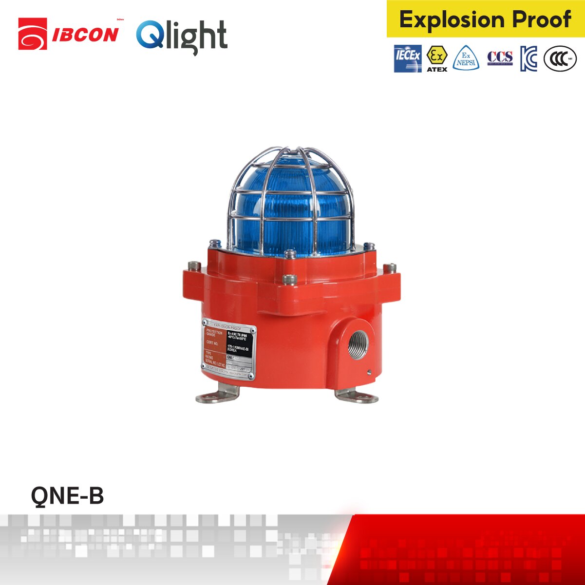 [ QNE ] Ø92mm Explosion Proof LED Signal/ Warning Light/ ATEX Beacon - IBCON