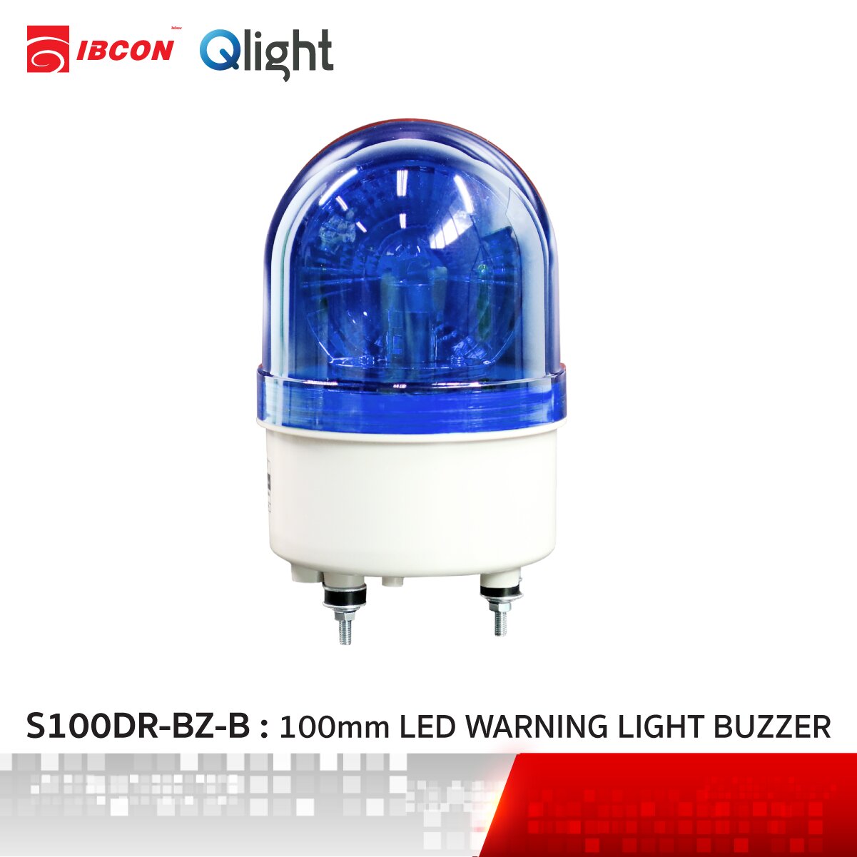 [ S100DR-BZ ] Ø100mm LED Revolving Warning Light with Buzzer - IBCON