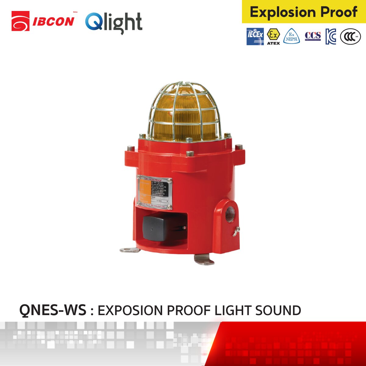 [QNES-WS] Ø92mm Explosion Proof LED Signal/ Warning Light and Electric Sounder Combination ...