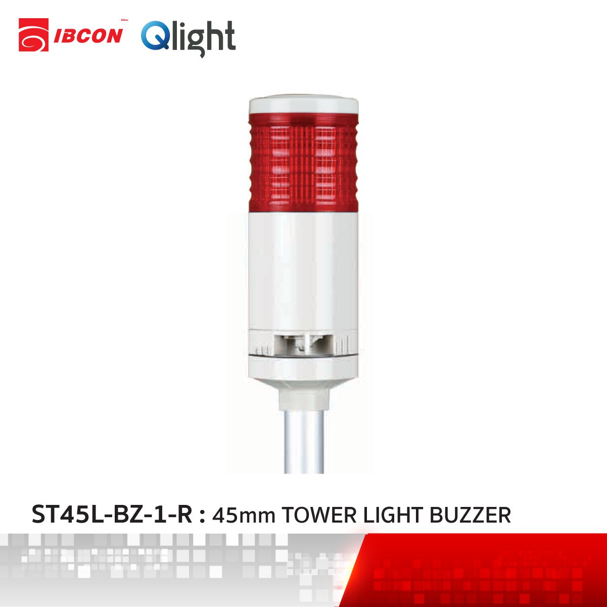 [ST45L-BZ] Ø45mm Pole Mount Type LED Steady Tower Lights with Buzzer - IBCON