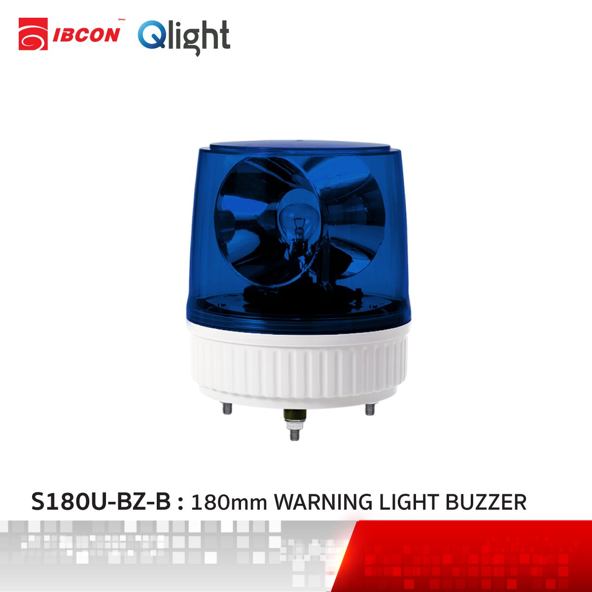 [S180U-BZ] Ø180mm Bulb Revolving Warning Light with Buzzer - IBCON