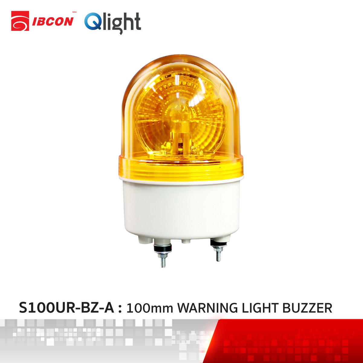 [S100UR-BZ] Ø100mm Bulb Revolving Warning Light with Buzzer - IBCON