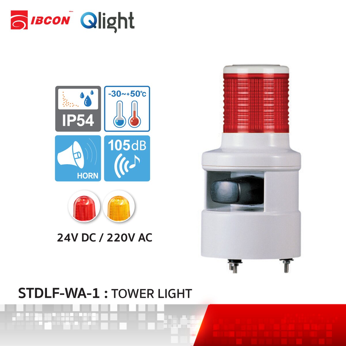[ STDLF-WA ] LED Steady/Flashing Tower Light & Electric Horn - IBCON