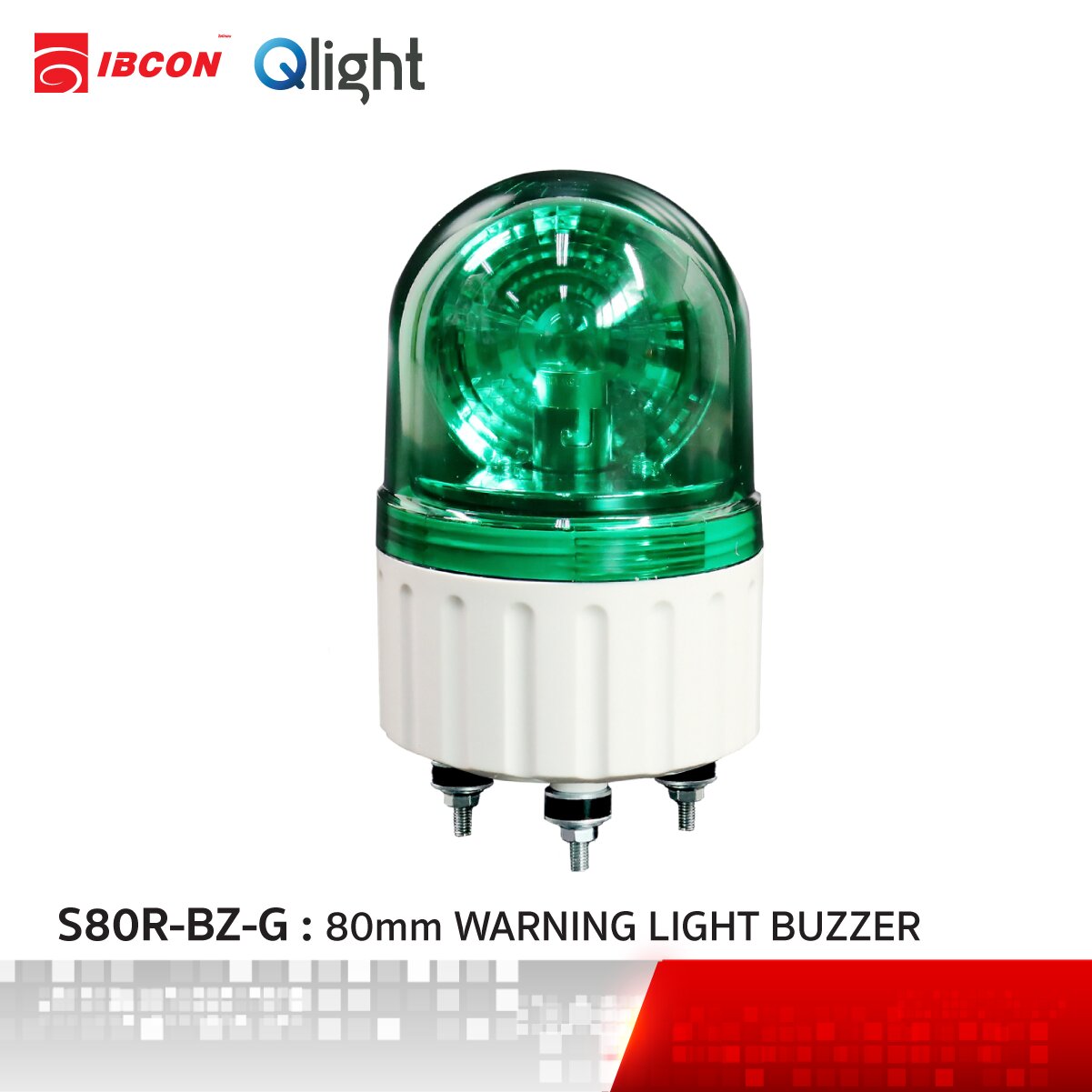 [ S80R-BZ ] Ø80mm Bulb Revolving Warning Light with Buzzer - IBCON