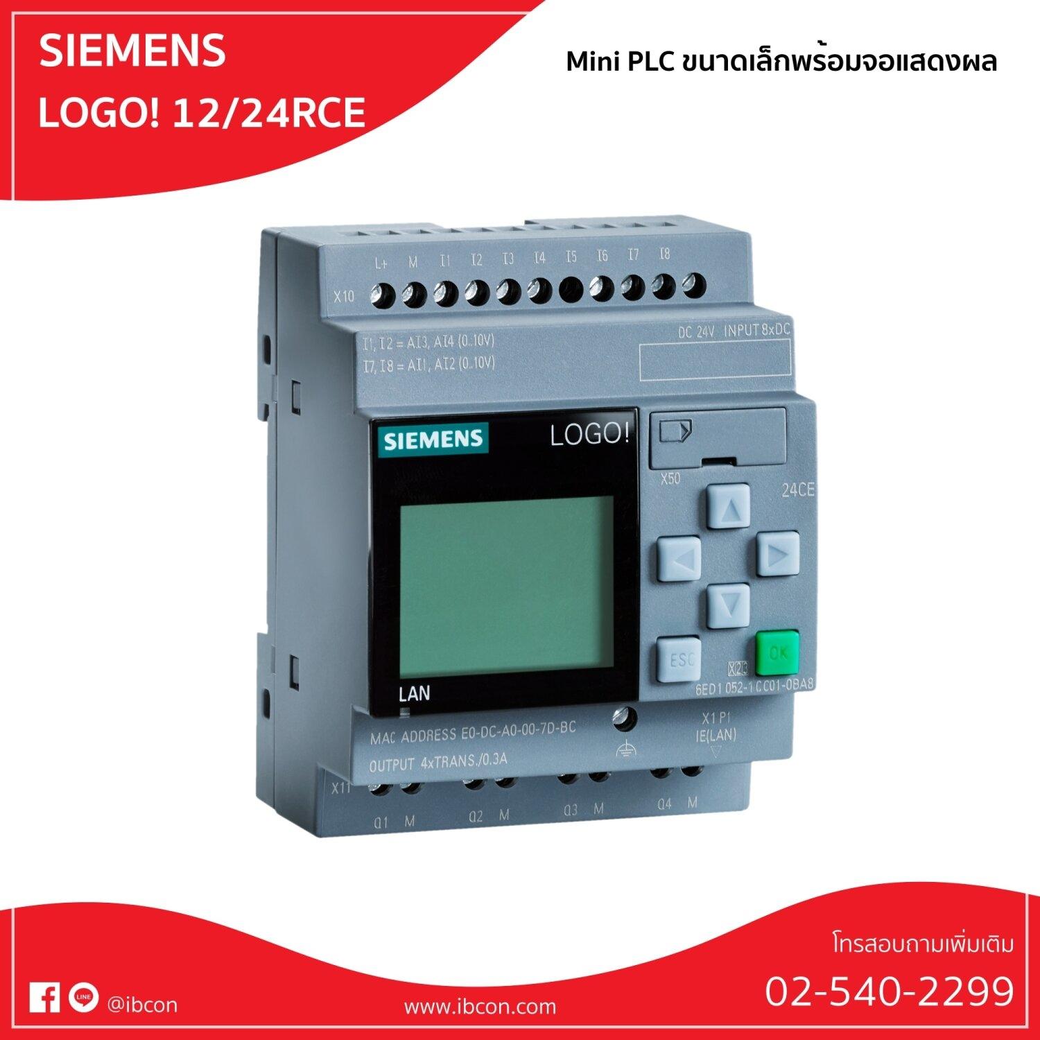 Mini PLC : LOGO! 12/24RCE V8.2 8DI 4RO Modbus/TCP - IBCON
