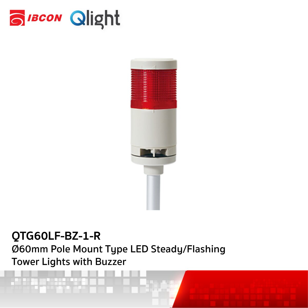 [ QTG60LF-BZ ] Ø60mm Pole Mount Type LED Steady/Flashing Tower Lights ...