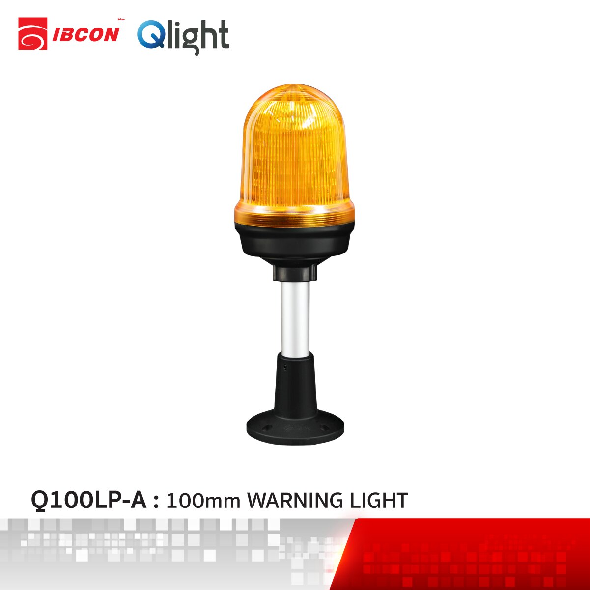 [ Q100LP ] Ø100mm Pole Mount LED Steady/ Flashing Signal Light - IBCON