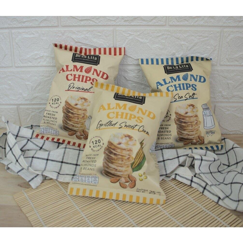 [ยกลัง 24 ซอง] De La Lita แผ่นอัลมอลด์และข้าวรสดั้งเดิม ขนาด 25g. (03260-24) - Baimiang Healthy ...