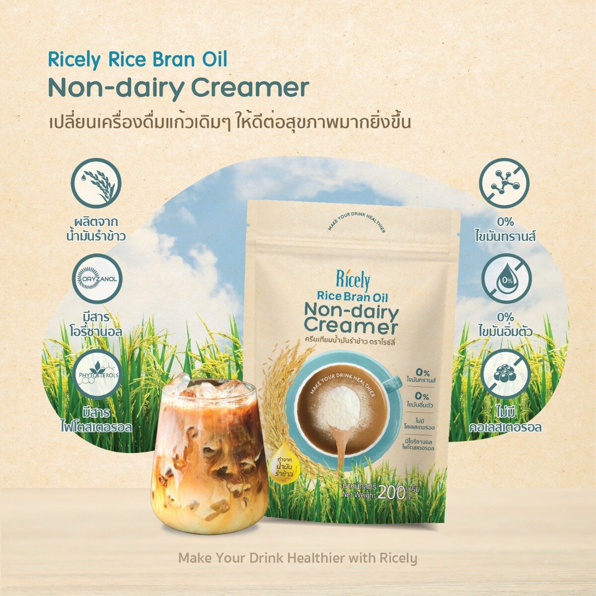 Ricely ไรซ์ลี่ คลีมเทียมน้ำมันรำข้าว ขนาด 200 g. (04482) - Baimiang ...