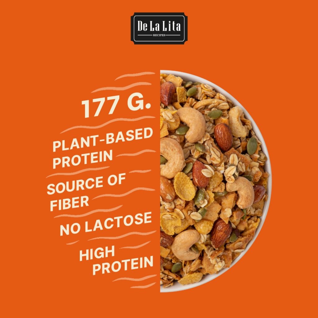 De La Lita ซีเรียลธัญพืชโปรตีน น้ำผึ้งและถั่ว ขนาด 177 g. (04766) - Baimiang Healthy Shop ใบเมี่ยง