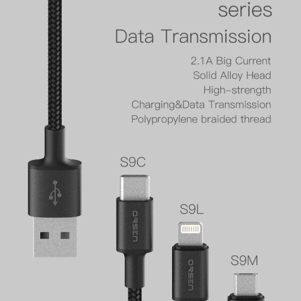 ELOOP S9 / S9L / S9M / S9C สายชาร์จ ไนลอนถัก USB DATA CABLE 2.1A LIGHTNING/MICRO/TYPE-C ...