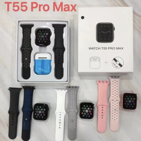 3 in 1 T55 PRO MAX นาฬิกาสมาร์ทวอทช์+ แถมสาย2แบบ+ หูฟังไร้สาย มี3สี นาฬิการะบบสัมผัส จอ 1.44 ...