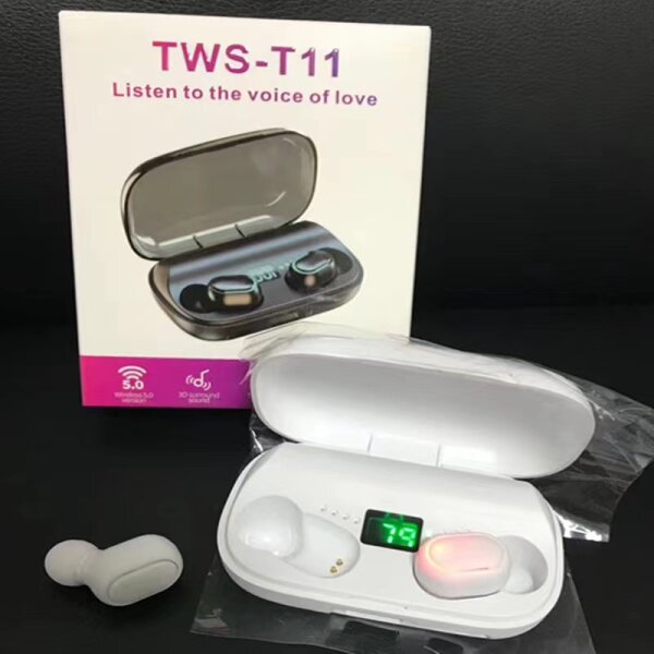 TWS T11 หูฟังไร้สาย stereo call headset Battery display TWS - myhappyphones