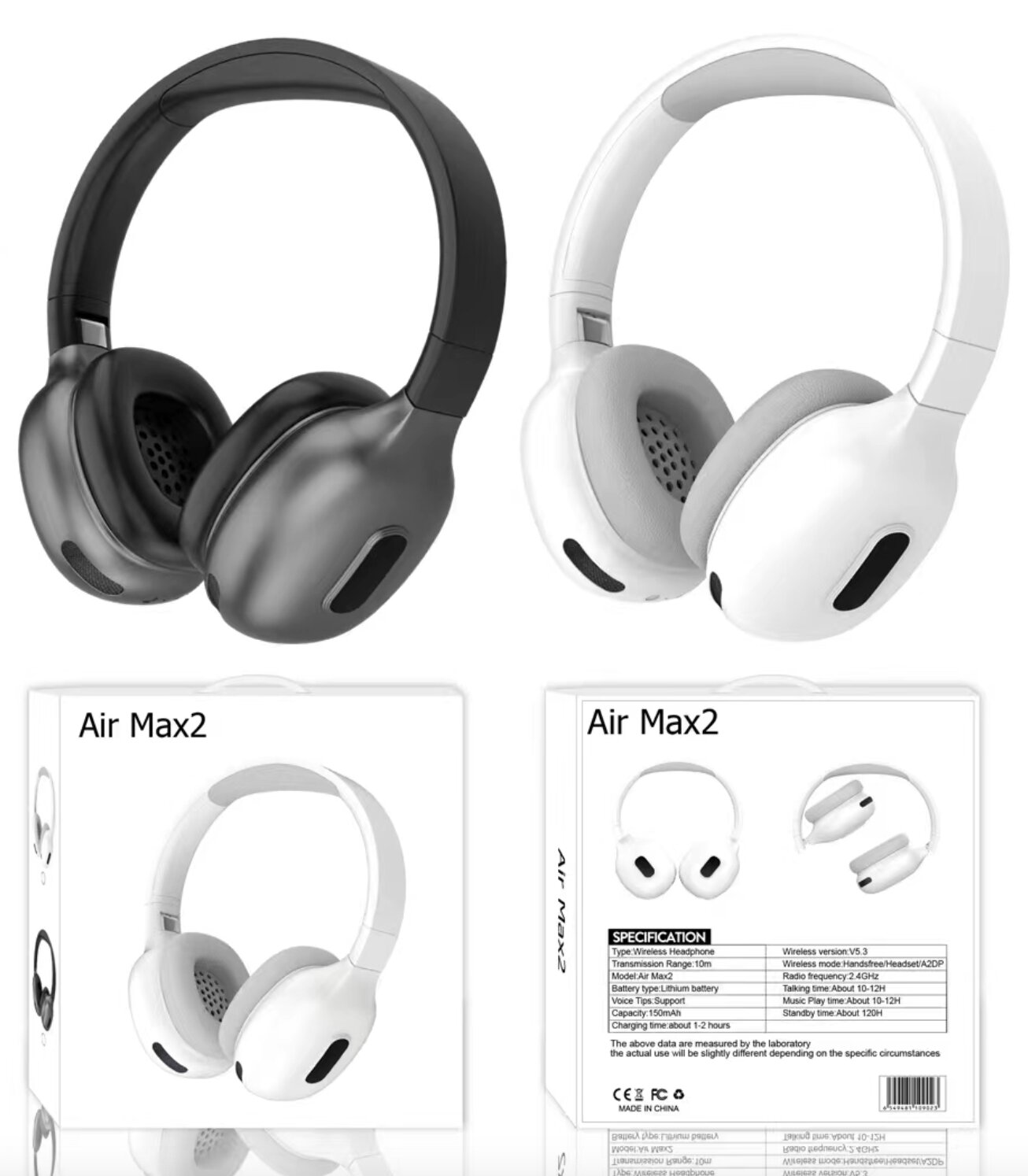 AIR MAX2 หูฟังแบบครอบหูไร้สาย bluetooth headphones - myhappyphones