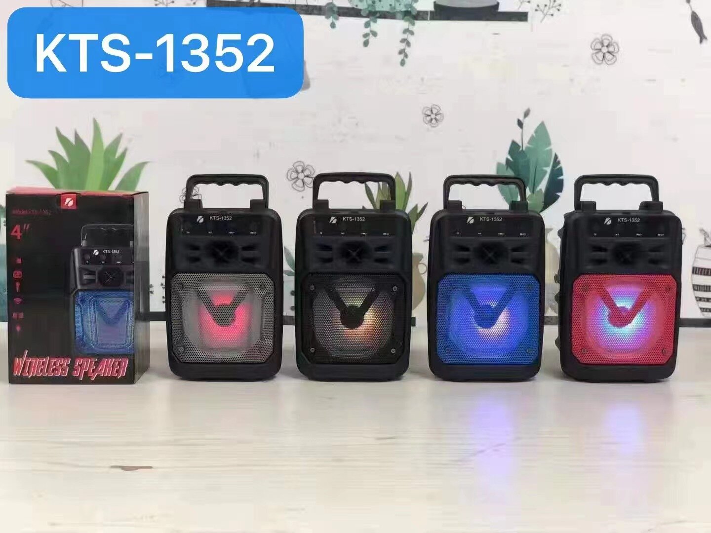 ลำโพงบลูทูธ รุ่น KTS-1352 ลำโพงเสียงดัง เสียบไมค์โคโฟนได้ มีไฟระบบ LED ขนาด4นิ้ว - myhappyphones