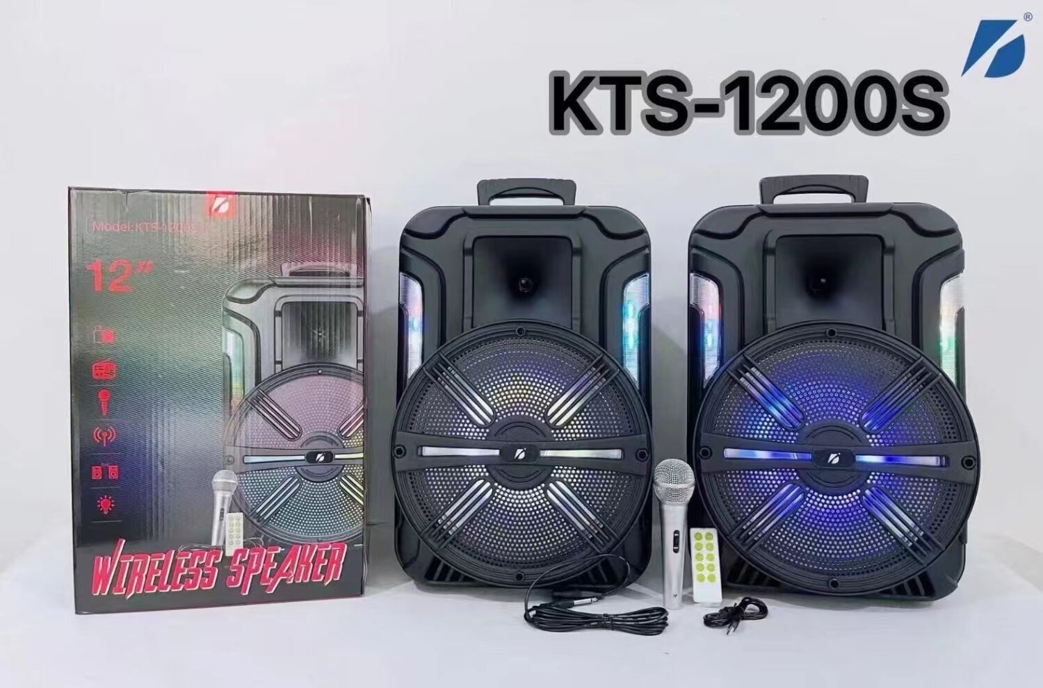 ลําโพงบลูทูธ KTS-1200S ดอก12นิ้ว แถมฟรี ไมล์สาย1ตัว และ รีโมท เสียงดี พกพา มีไฟ - myhappyphones