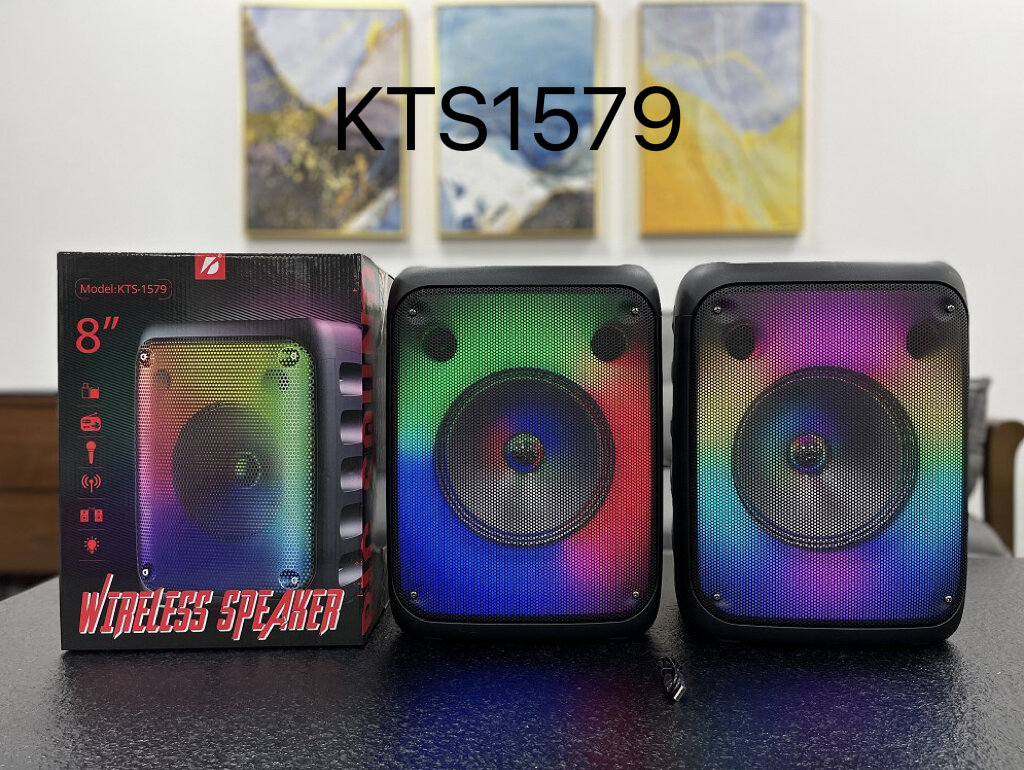 ลำโพงบลูทูธ KTS-1579 ดอก 8 นิ้ว เสียงดี พกพา มีไฟ LED - myhappyphones