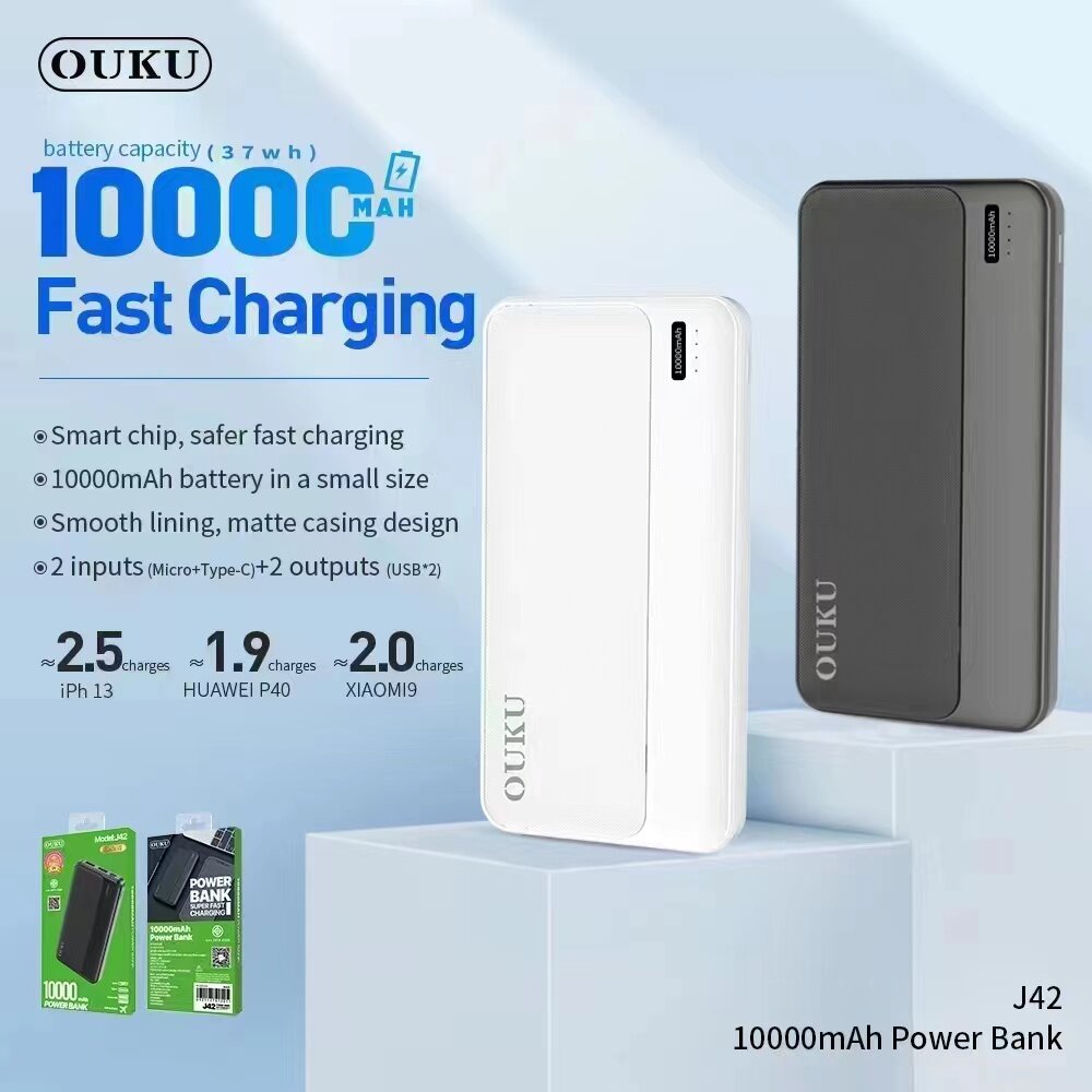 OUKU J42 แบตสำรอง 10,000 MAH POWER BANK มีมอก. พร้อมส่ง - myhappyphones