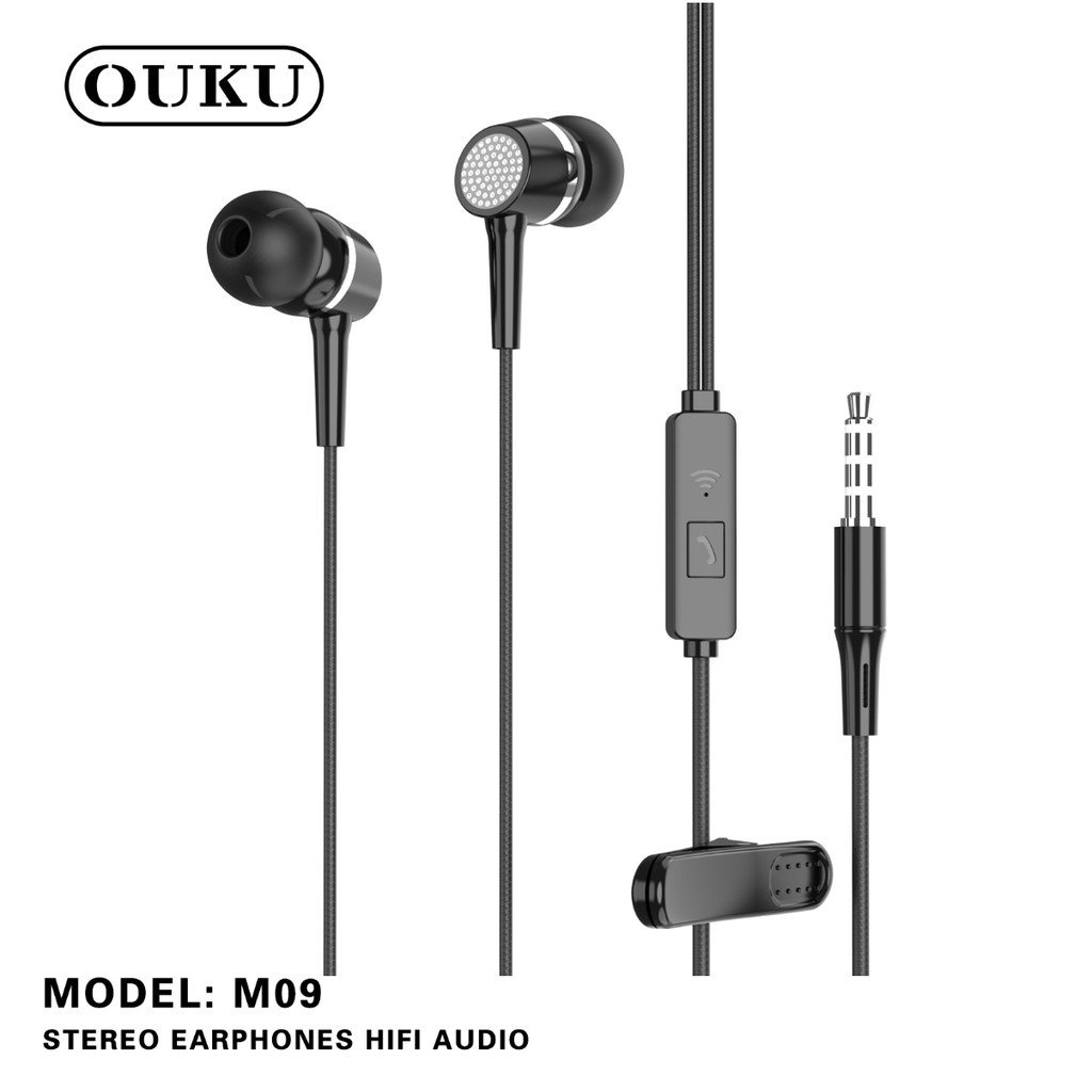 หูฟัง OUKU M09 รองรับมือถือทุกรุ่นงานแท้ หูฟัง Stereo Earphones Hifi Audio เสียงดัง คุณภาพดี มี ...