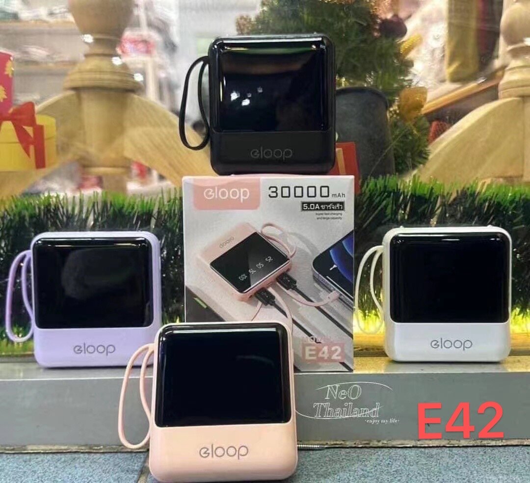 แบตสำรอง e-Ioop 30000 แอมป์ E42 ชาร์จเร็วจอแสดง %แบต 3in1 3 สายชาร์จ ip ...