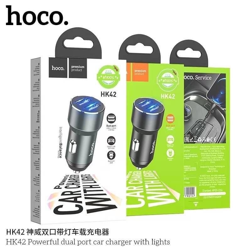 Hoco HK42 หัวชาร์จรถในรถยนต์ 2.4A Dual Porl Car Charge with light ...