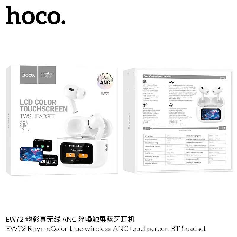 Hoco EW72 หูฟังบลูทูธไร้สายจอสัมผัส Wireless ANC touchscreen BT headset ...