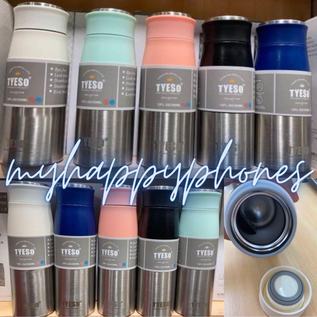 กระติกน้ำเก็บอุณหภูมิ 450ml ทูโทน ️ tyeso สแตนเลส 304 เก็บความเย็นดี ...