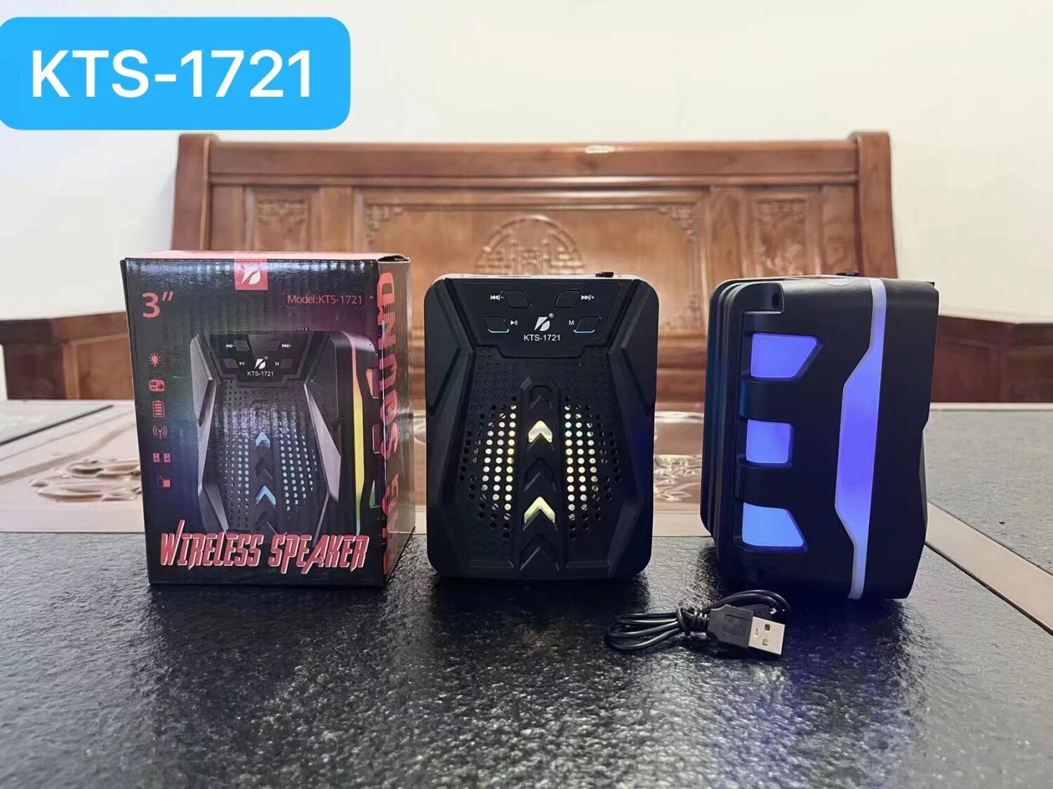 ลำโพงบลูทูธ KTS-1721 ดอก 3 นิ้ว เสียงดี พกพา มีไฟ - myhappyphones