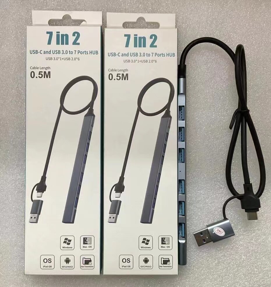 7in2 USB 3.0 HUB ตัวเพิ่มช่อง USB+type-c มี 7 ช่อง MLZ-04 - myhappyphones