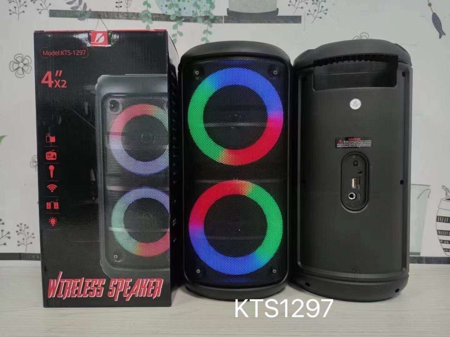 ลำโพงบลูทูธ 4 นิ้ว 2 ดอก เสียงดี พกพา มีไฟLEDวิ่ง KTS1297 - myhappyphones