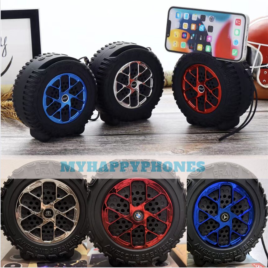 ลำโพงบลูทูธล้อยางรถ JSJZ เสียงดี พกพาสะดวก Wheel Bluetooth Speaker - myhappyphones