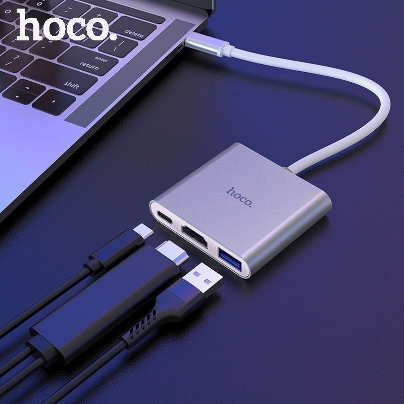 Hoco HB14 Easy use Type-C adapter (Type-C to USB3.0+HDMI+PD ...