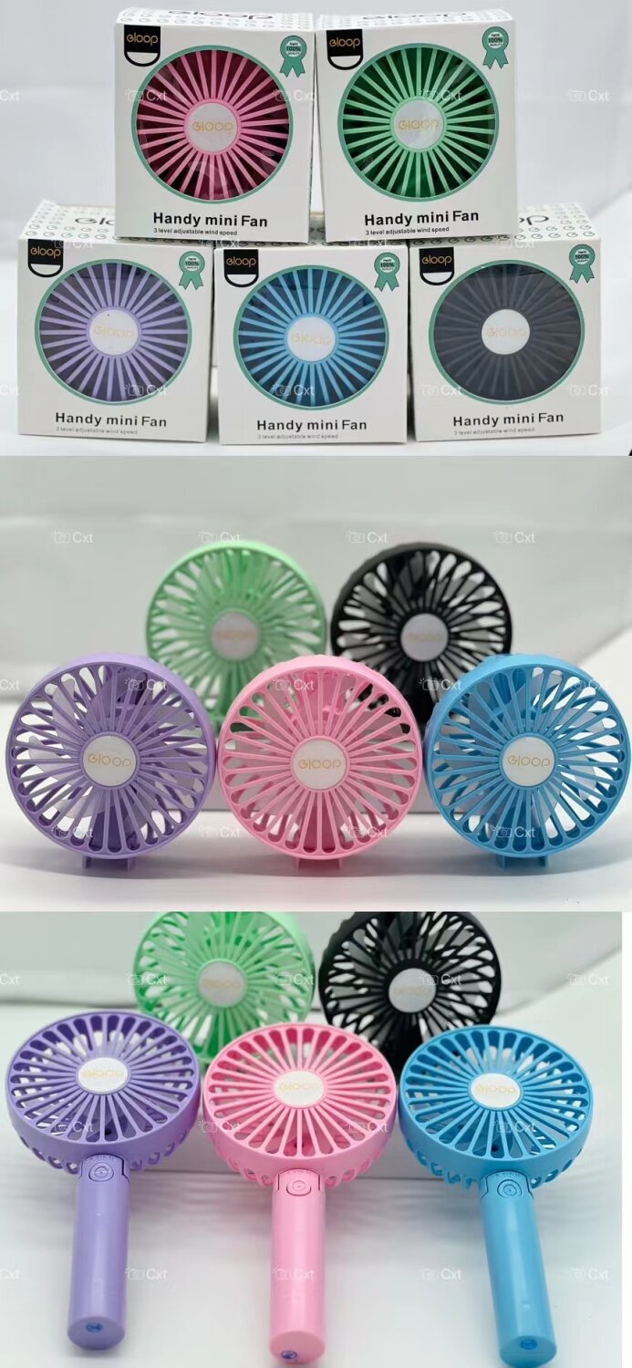 พัดลมมือจับ eIoop พับตั้งโต้ะได้ พกพกสะดวก ทรงกลมสีเรียบ ลมแรง ML03 ...