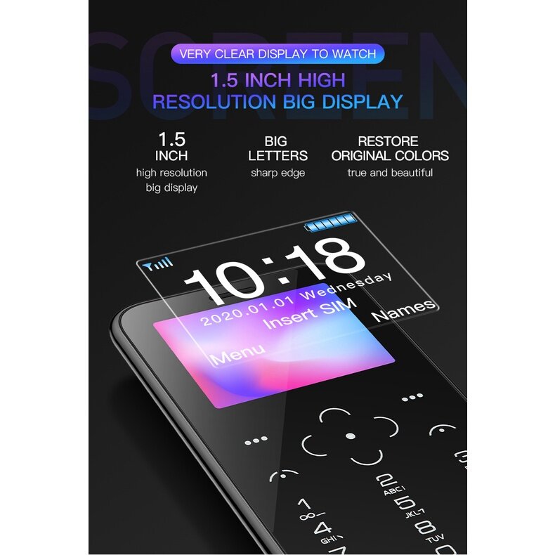 การ์ดโทรศัพท์มือถือจิ๋ว Soyes S10P Quad Band GSM ปลดล็อกแล้ว Mini Card 1.5 IPS จอแสดงผลขนาดใหญ่ ...