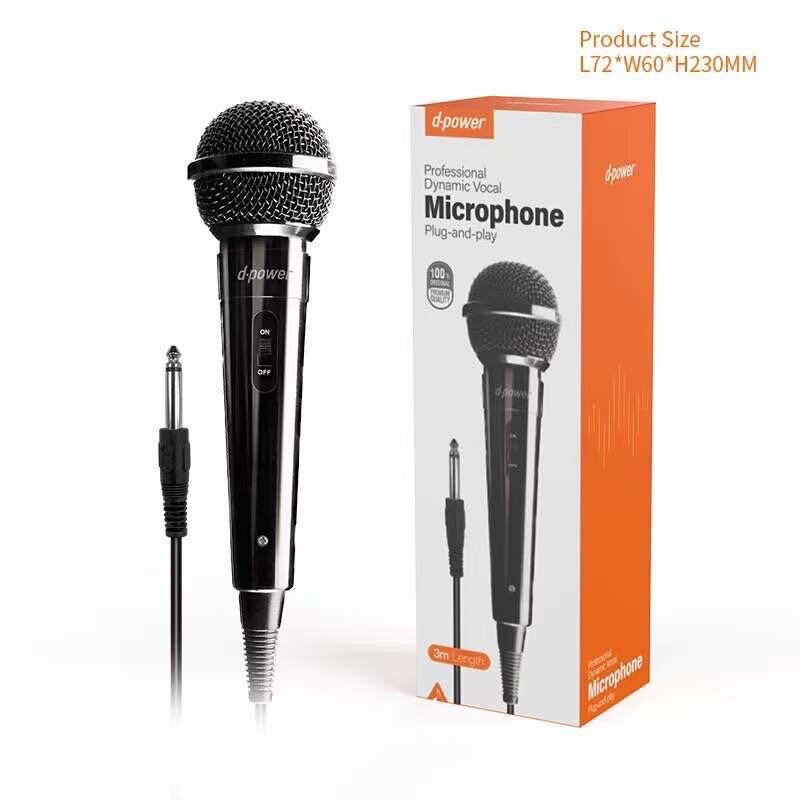 d-power ไมค์โครโฟนเเบบมีสาย / Microphone 6.35mm. ใช้ได้กับลำโพงทุกรุ่น ...