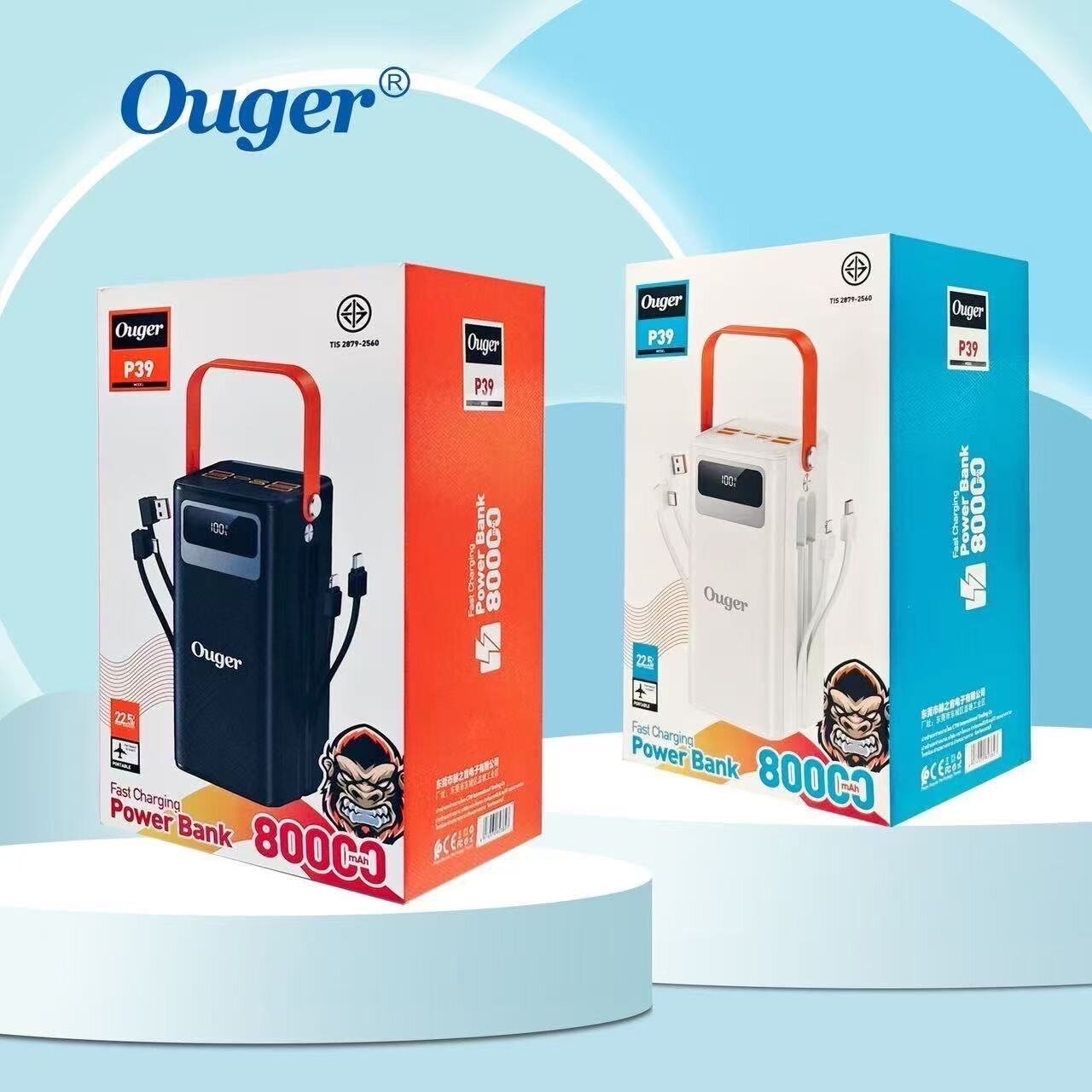 OUGER รุ่น P39 Powerbank แบตสำรอง80000mAh พาวเวอร์แบงค์ มีสายในตัว fast ...