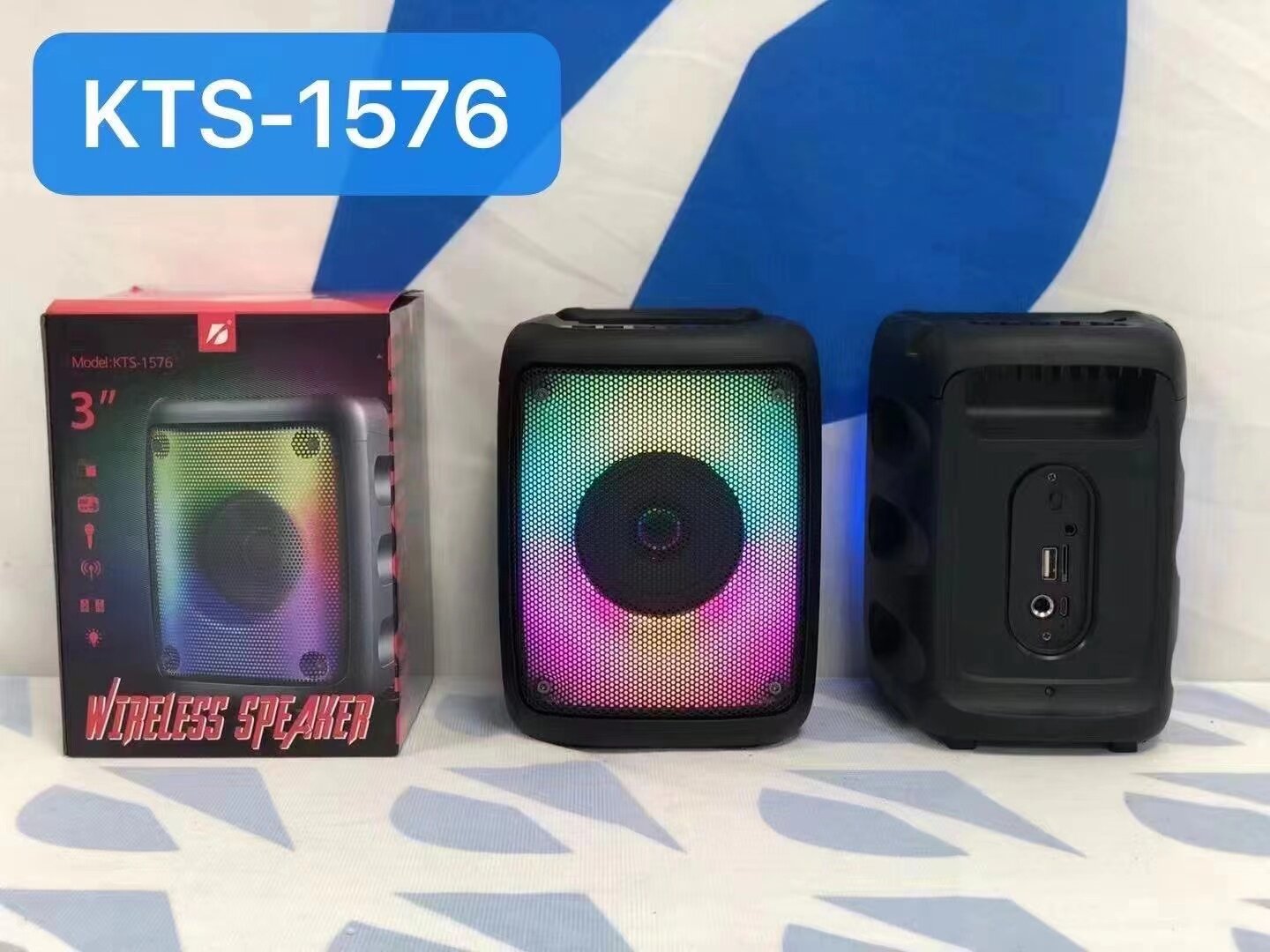ลำโพงบลูทูธ 3นิ้ว KTS-1576 รองรับ USB/ memory card/ FM Bluetooth Speaker - myhappyphones