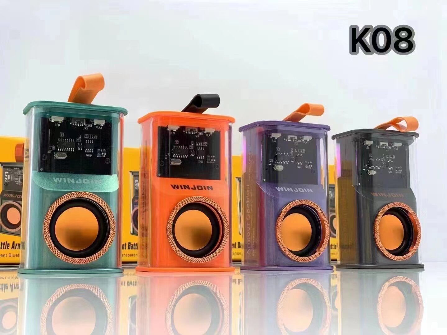 ลำโพงบลูทูธ มีไฟ ซับวูปเปอร์เบสหนักขนาดเล็กแบบพกพาโปร่งใสลำโพงบลูทูธไร้ ...