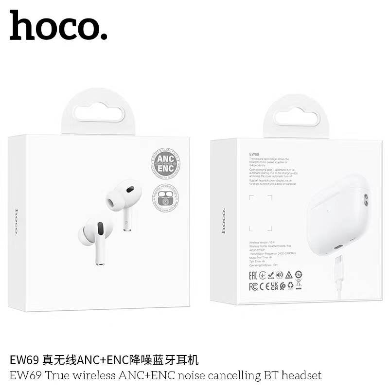 ANC หูฟังบลูทูธ Hoco EW69 หูฟัง BT 5.4 ลดเสียงรบกวน ใช้งานต่อเนื่อง 8 ชม. รองรับ Wireless Charge ...