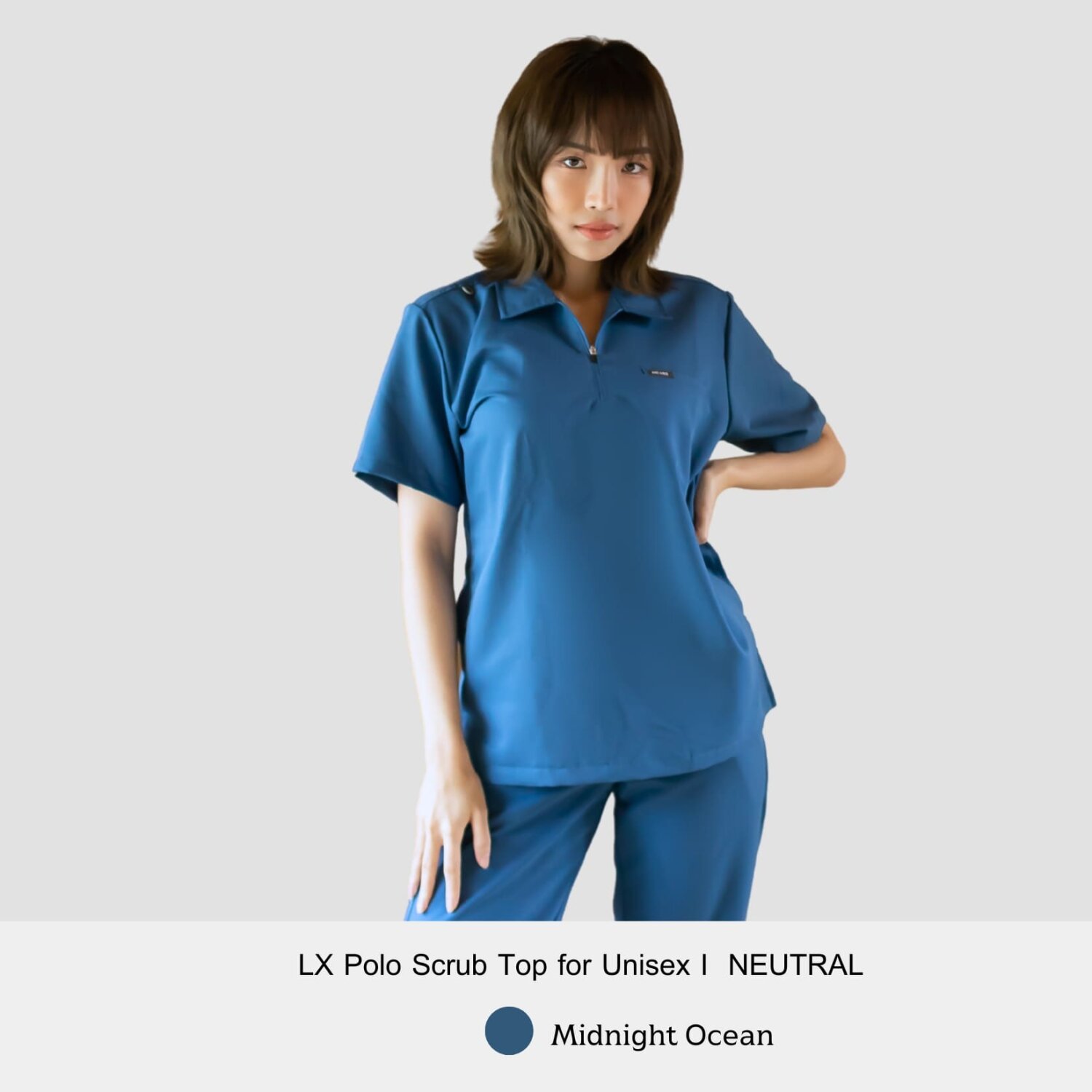 LX Neutral Polo Scrub Top for Unisex - PAT-MED