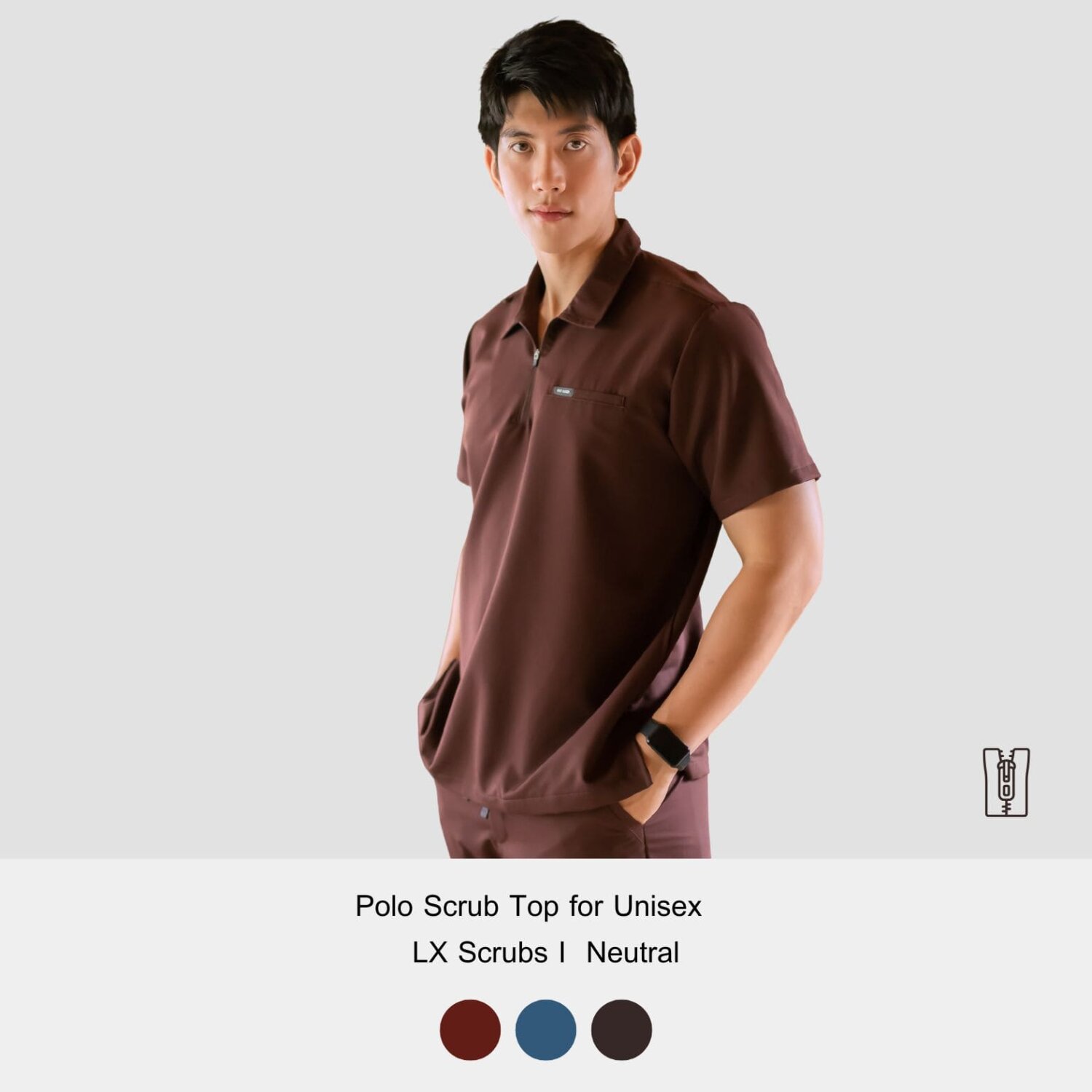 LX Neutral Polo Scrub Top for Unisex - PAT-MED