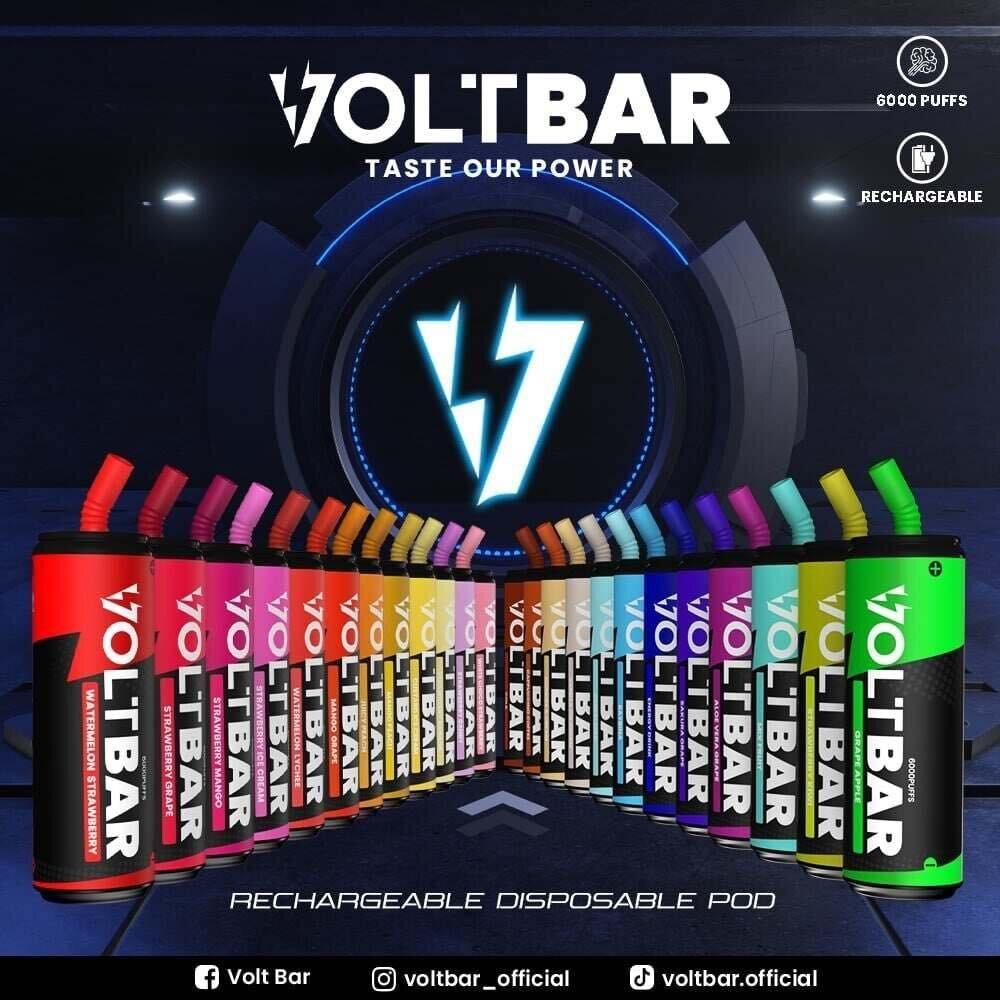 VOLT BAR 6000 Puffs Disposable Pod 1300mAh 15ml Nic 5% USB Type-C ...