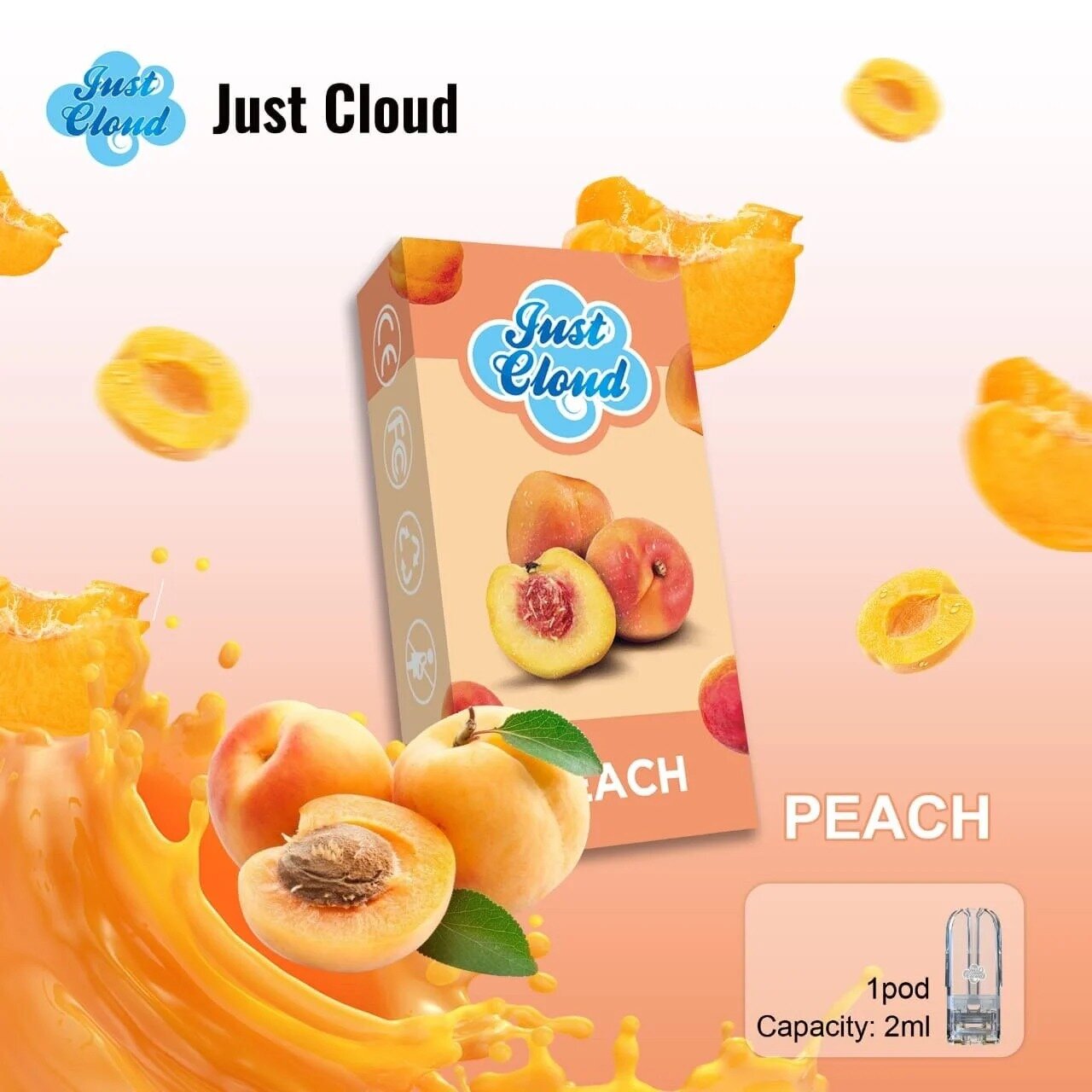 Just Cloud Peach 2ml Hua Namya Nic 3% [ แท้ ] | หัวน้ำยาพีช [ ใส่เครื่องตระกูล RELX infinity ...