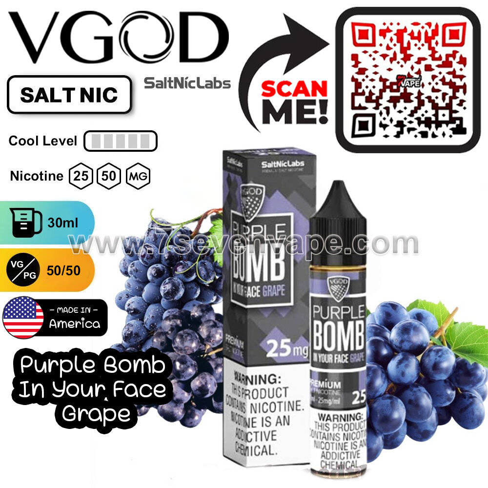 VGOD Purple Bomb In Your Face Grape Salt Nic 30ml (USA) By SaltNicLabs ...
