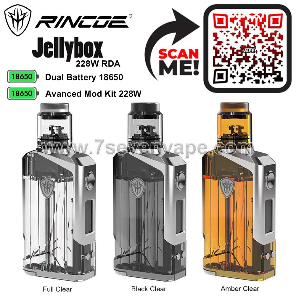 RINCOE Jellybox RDA Avanced Mod Kit 228W (Dual Battery 18650) USB Type ...
